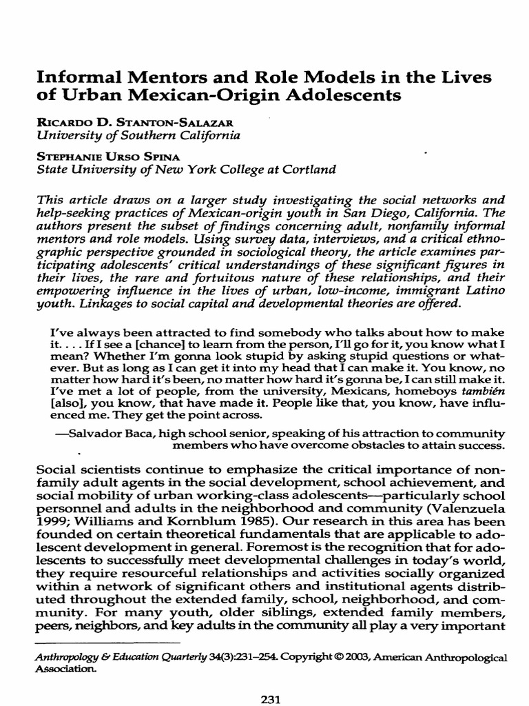 Informal Mentors & Role Models | PDF | Adolescence | Mentorship