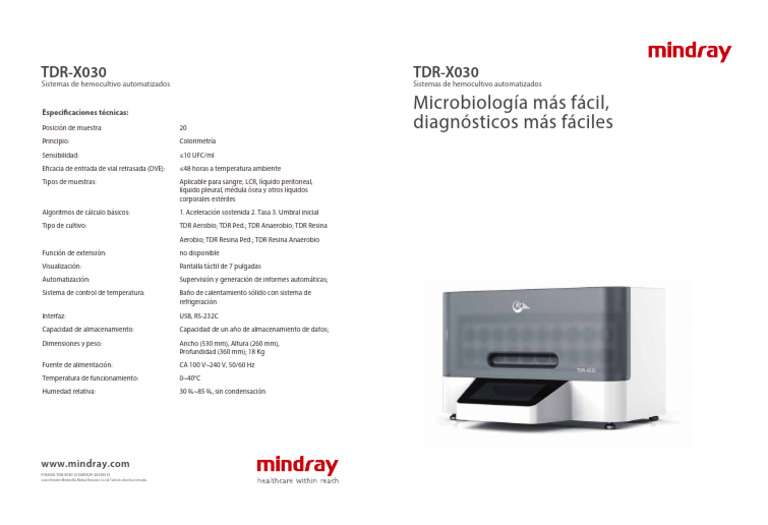 Especificaciones TDR Mindray X030 | PDF