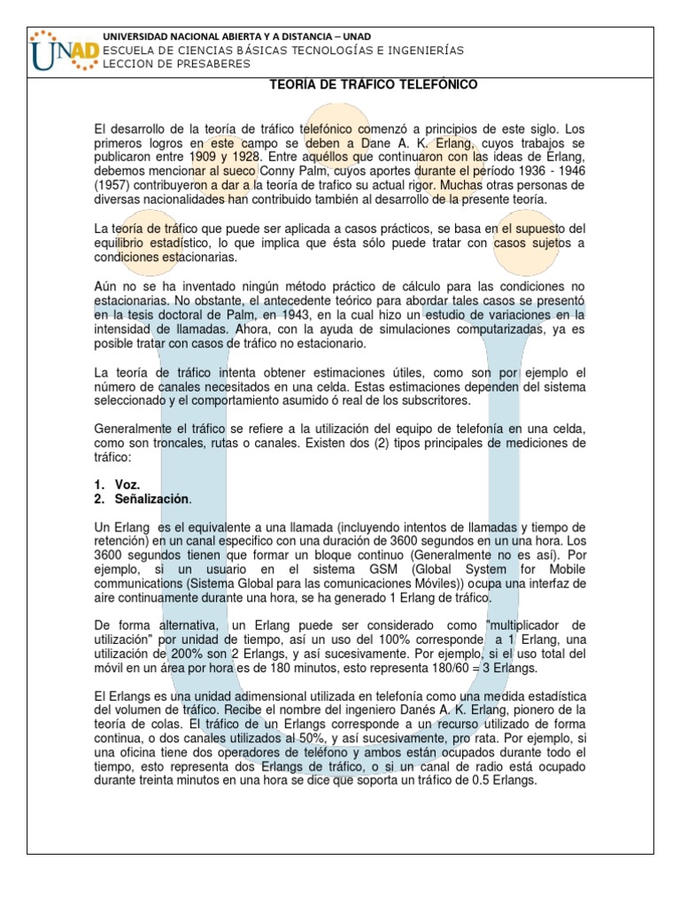 Teoria de Trafico Telefonico | PDF | Distribución de veneno | Enseñanza ...
