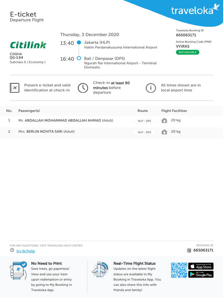 Abdallah Mohammad Abdallah Ahmad HLP Vyirks Dps Flight Originating | PDF