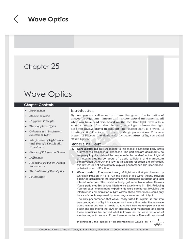 Wave Optics Pdf