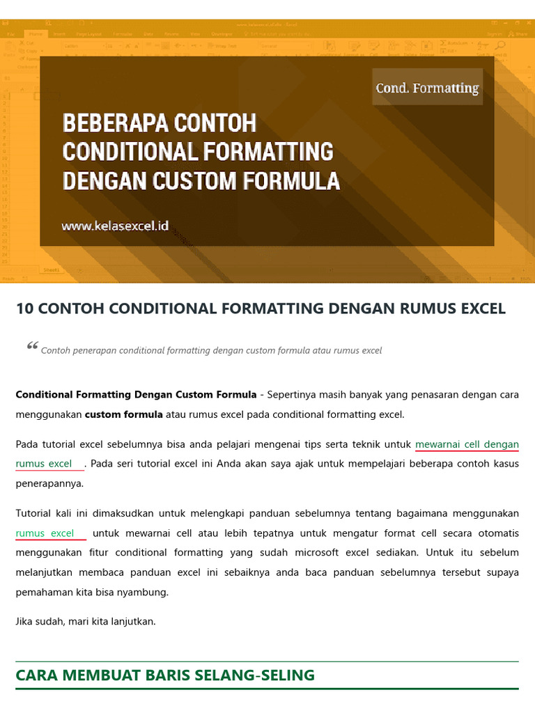 10 Contoh Conditional Formatting Dengan Rumus Excel | PDF