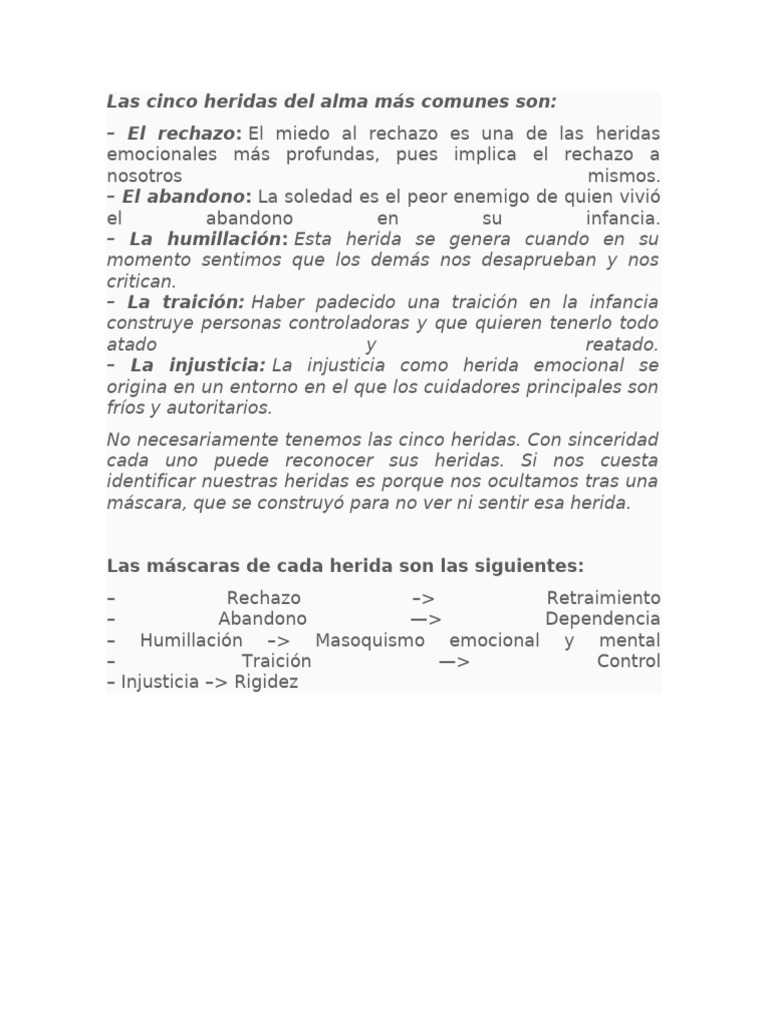 5 Heridas Del Alma | PDF