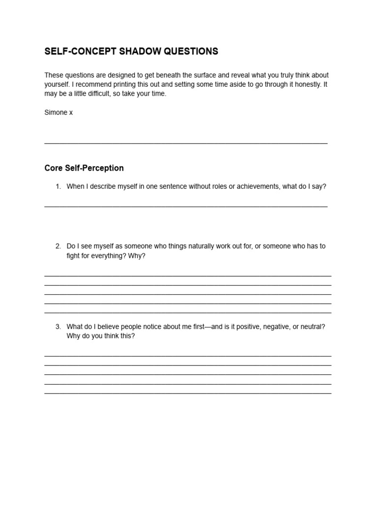 Self-Concept Shadow Work | PDF