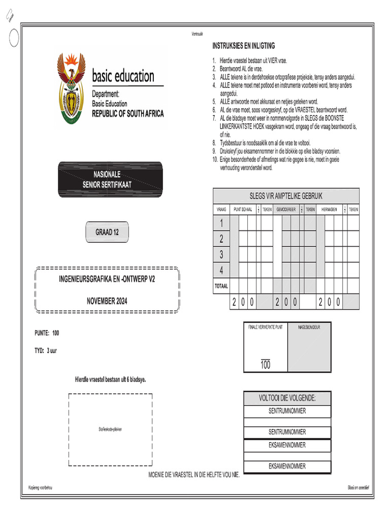 Engineering Graphics & Design P2 Nov 2024 Afr | PDF