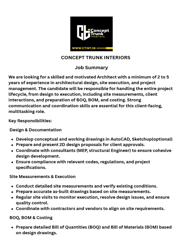 Architect Job Description | PDF | Architect | Specification (Technical Standard)