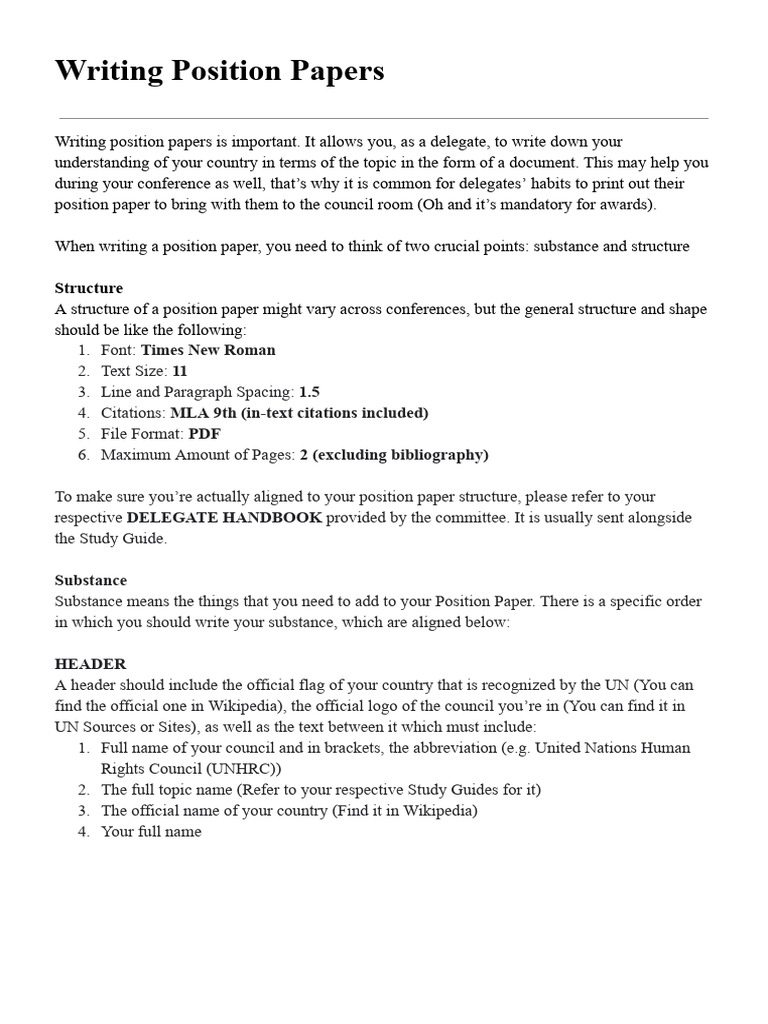 Writing Position Papers | PDF | Citation