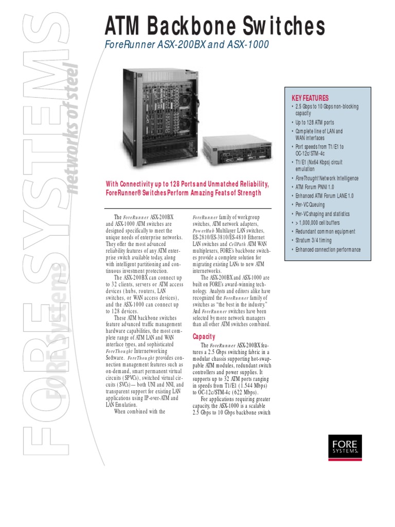 Atm Backbone Switches: Forerunner Asx-200Bx and Asx-1000 | PDF ...