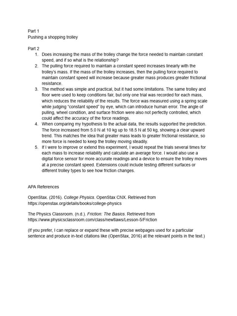 Force and Mass in Trolley Motion | PDF