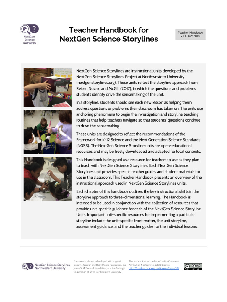 NextGen Science Storylines Teacher Handbook v1.1 | PDF | Teachers ...