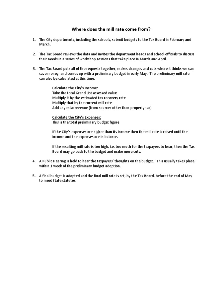 Understanding Mill Rate Calculation Process | PDF