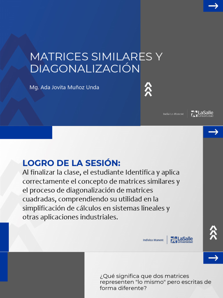 Matrices Similares y Diagonalización | PDF | Valores propios y vectores ...