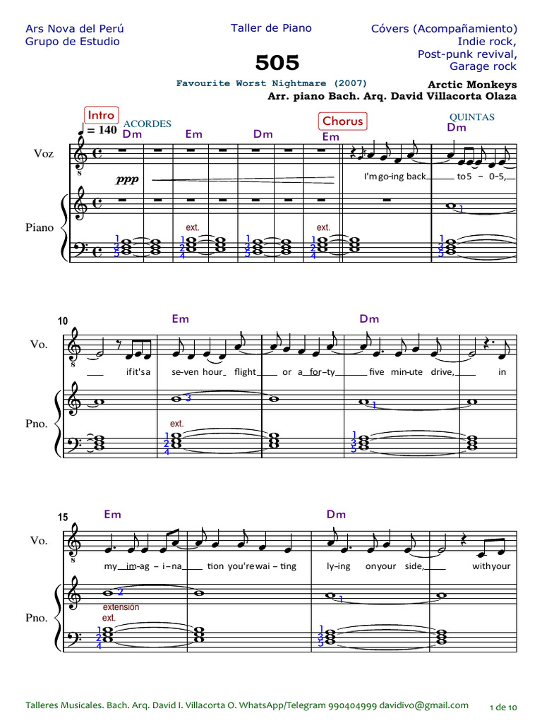 Piano 505: Arctic Monkeys Arr. | PDF | Música contemporánea ...
