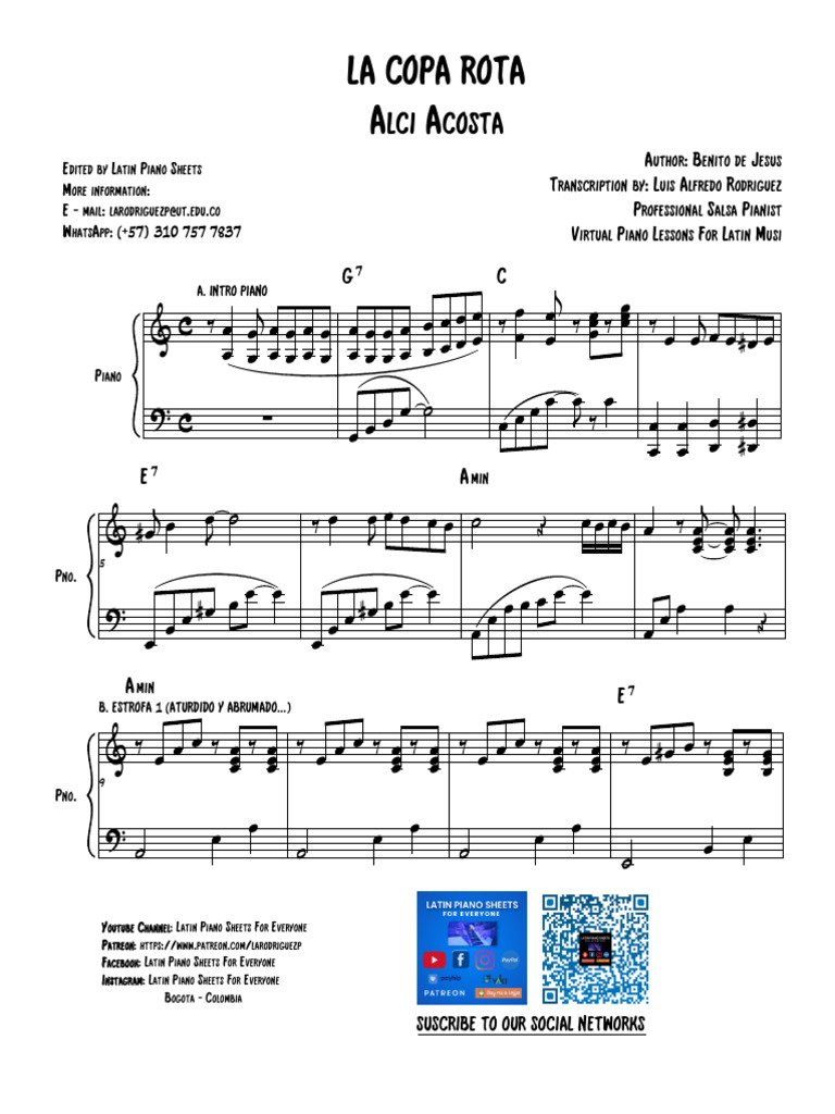 La Copa Rota - Piano Sheet Music | PDF