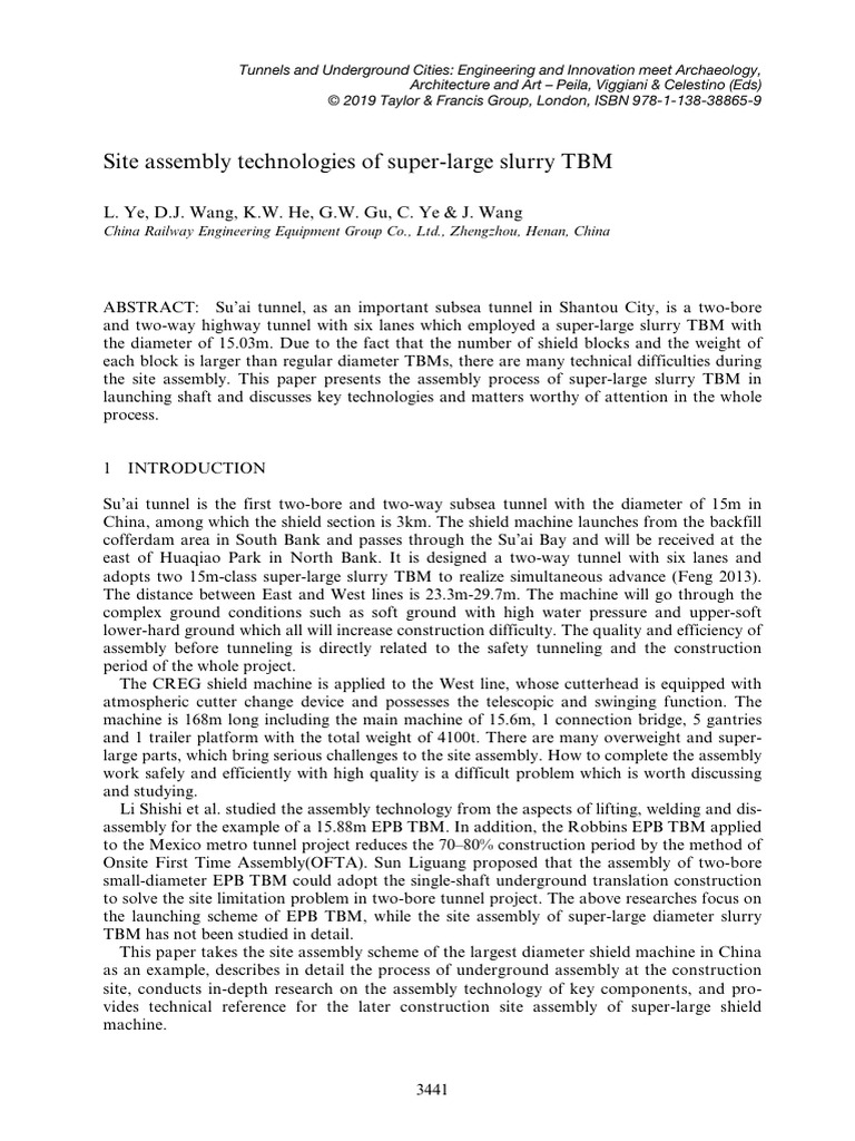 Super-Large Slurry TBM Assembly Process | PDF | Tunnel | Crane (Machine)