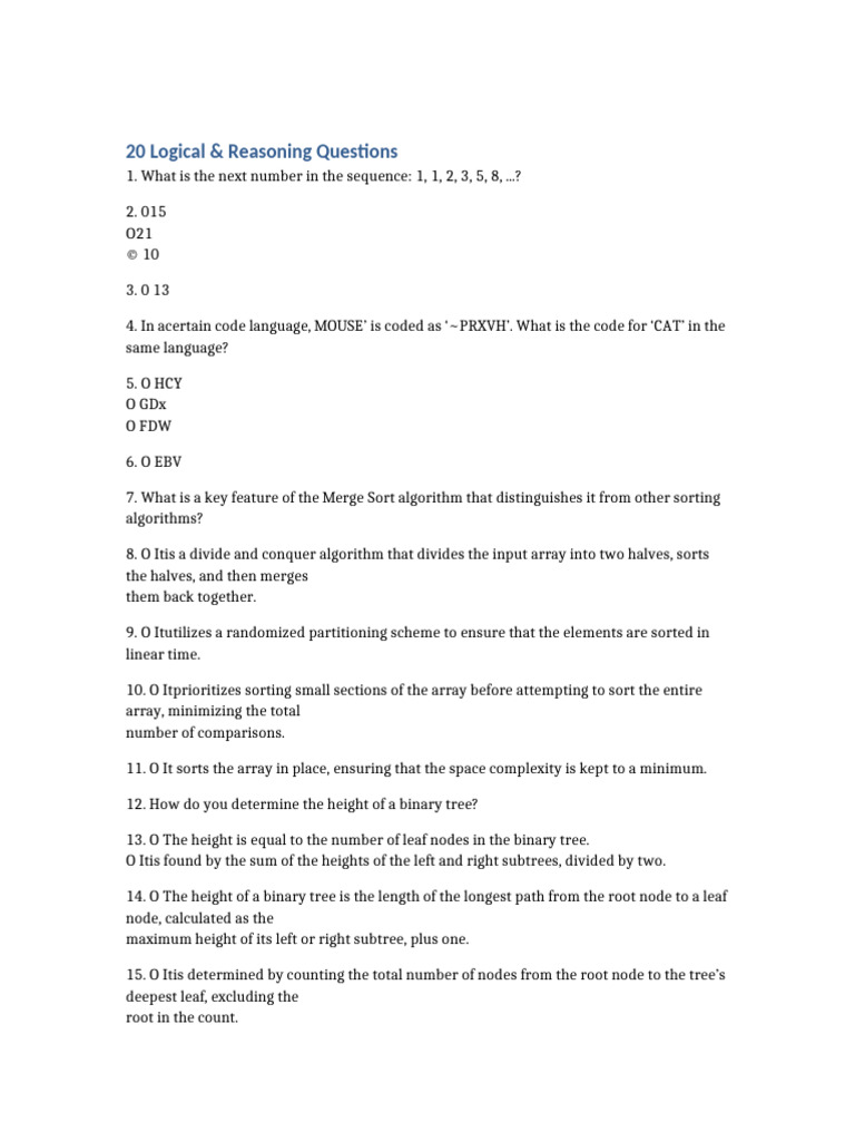 Logical Reasoning and Coding Questions | PDF