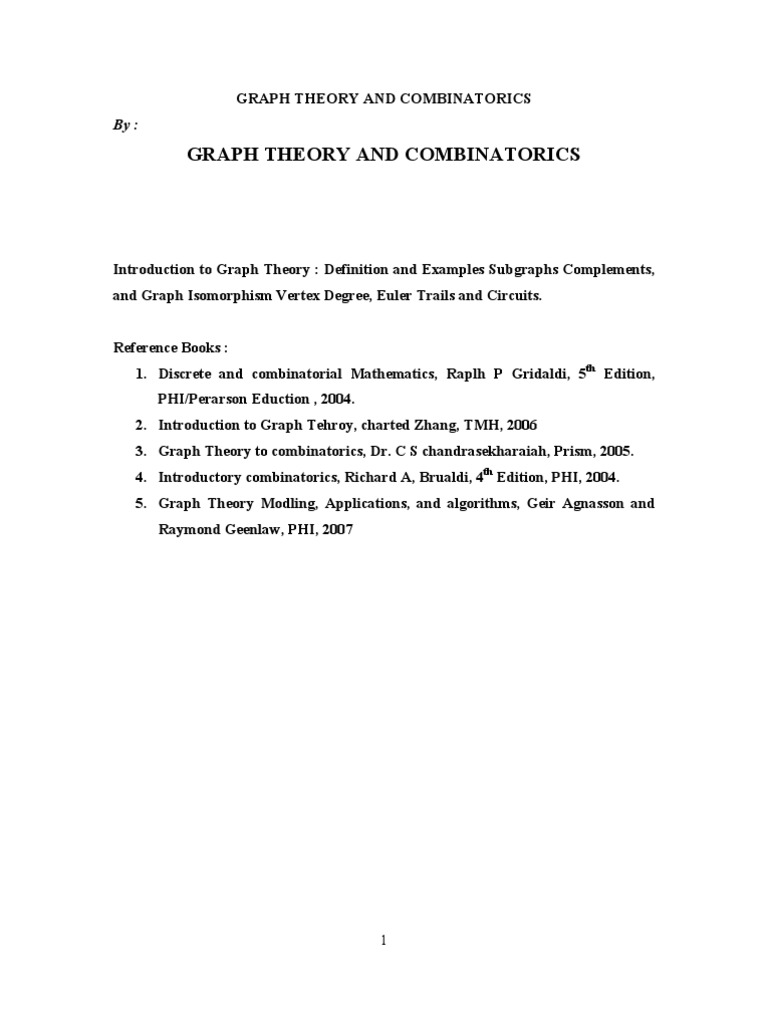 Graph Theory And Combinatorics Notes Pdf Visual Cortex Vertex