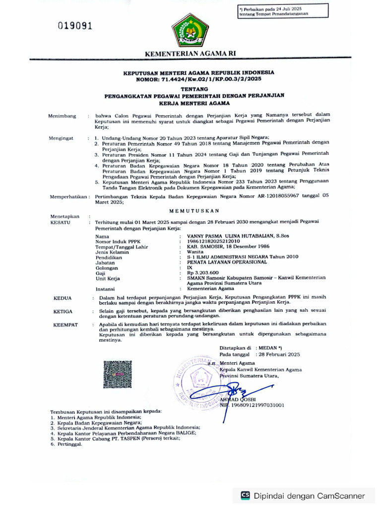 SK PPPK Vanny Hutabalian | PDF