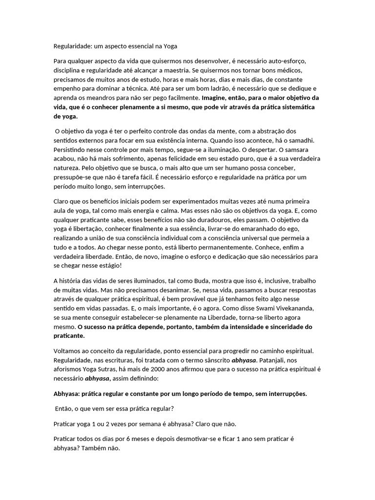 Regularidade - aspecto essencial na Yoga | PDF | Ioga | Tempo