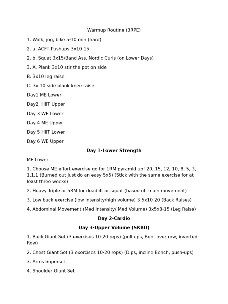 Conjugate 11 Minimal Training Nov24 | PDF | Weight Training | Strength ...