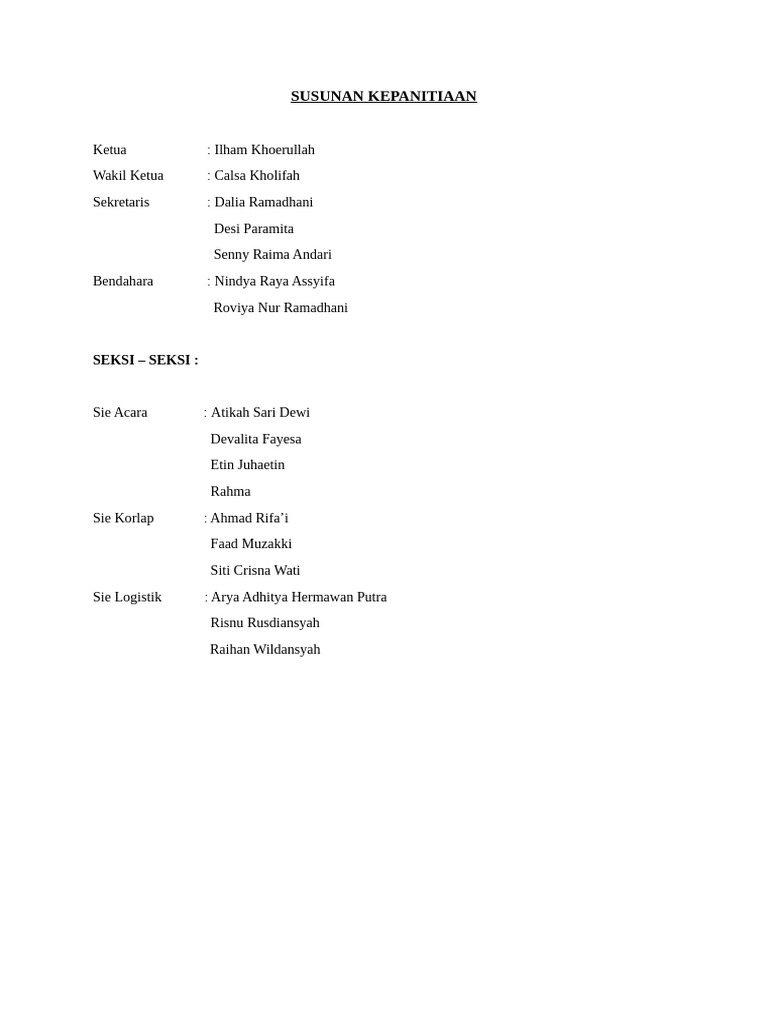 Susunan Kepanitiaan | PDF