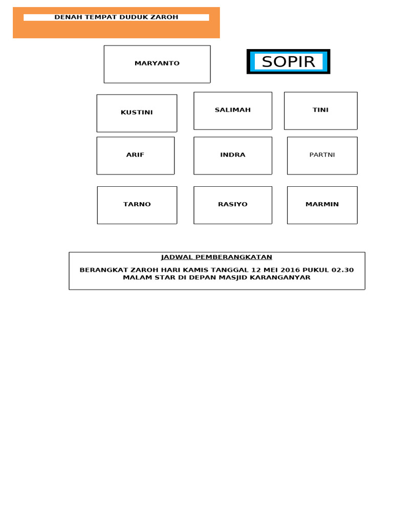 Denah Bus Zaroh Elep | PDF