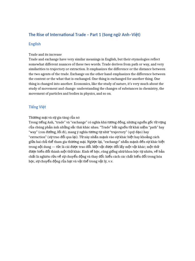 The Rise of International Trade - Part 1 - Songngu | PDF