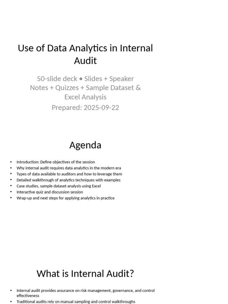 Use of Data Analytics in Internal Audit 50sl Detailed | PDF | Analytics ...