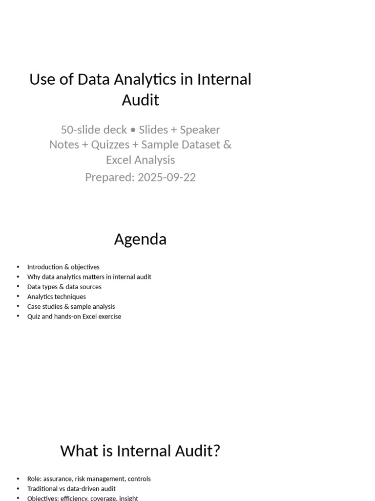 Use of Data Analytics in Internal Audit 50sl | PDF | Analytics | Audit