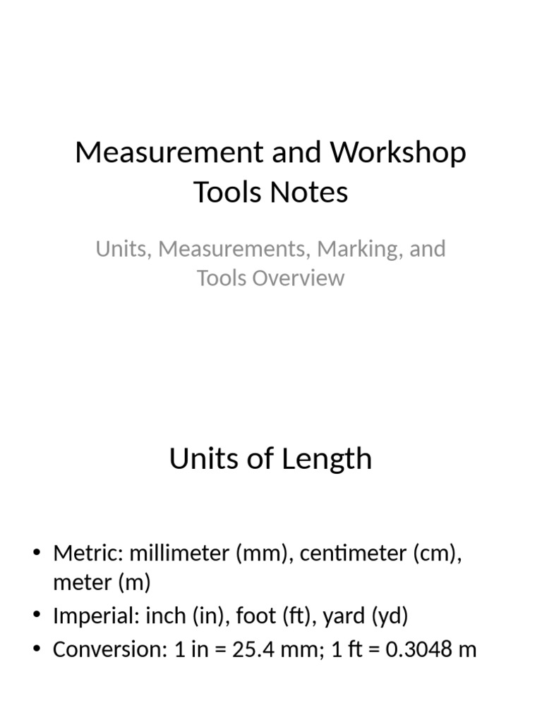 Measurement and Workshop Tools Notes | PDF
