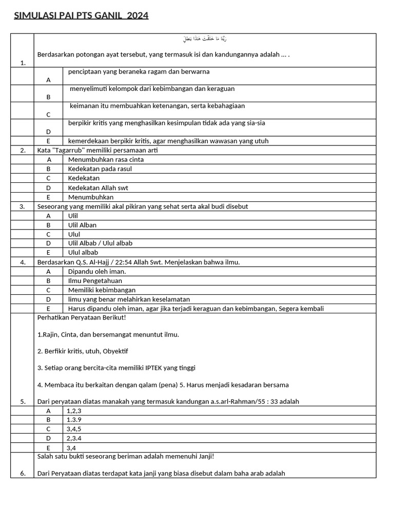 Sooal Pai Xi PTS 2024 Ganjil 2024 | PDF