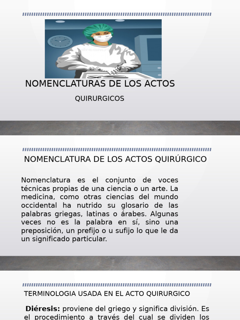 Nomenclaturas de Actos Quirúrgicos | PDF | Especialidades Medicas ...