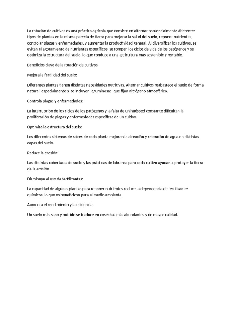 La Rotación - de - Cultivos | PDF | Maíz | Agricultura