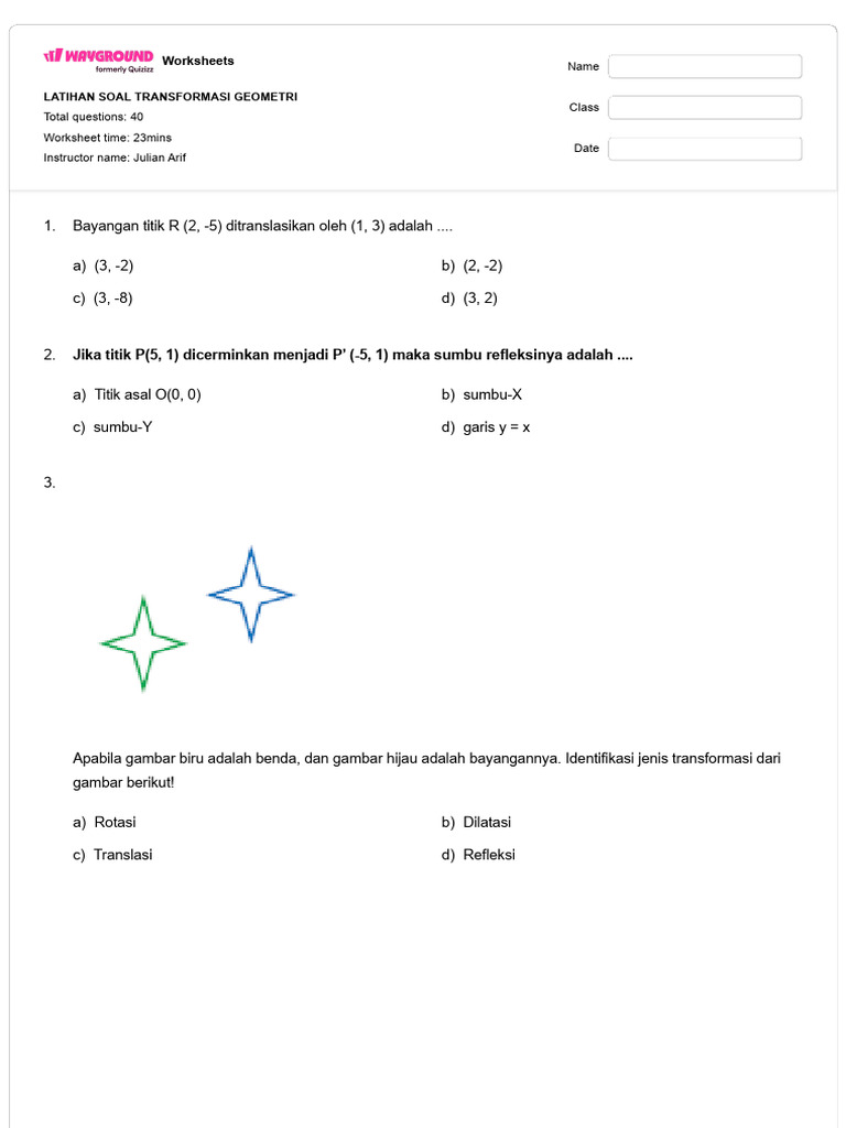 Latihan Soal Transformasi Geometri | PDF