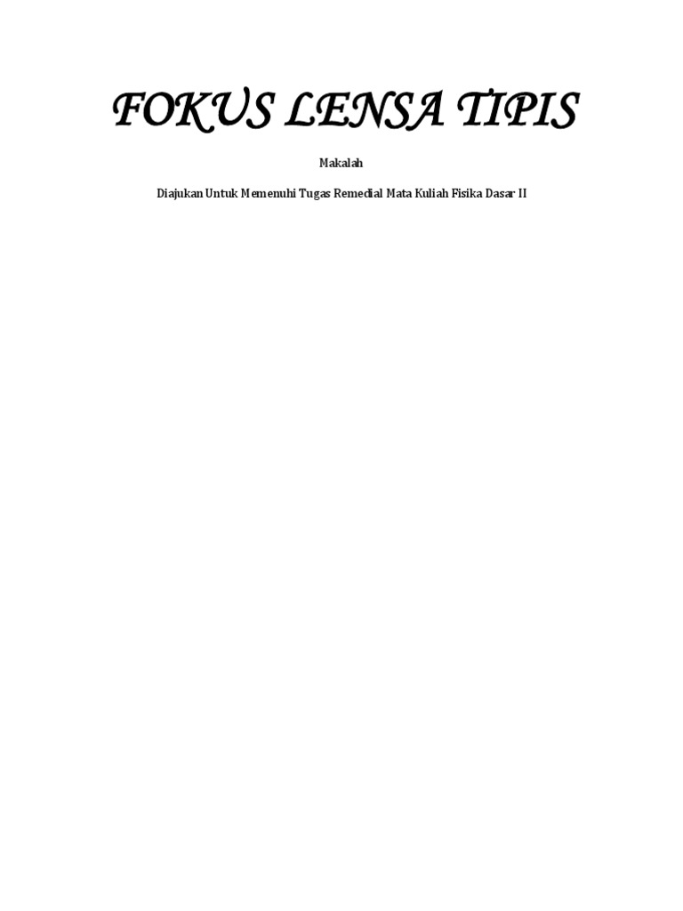 Fokus Lensa Tipis | PDF | Metode & Bahan Ajar