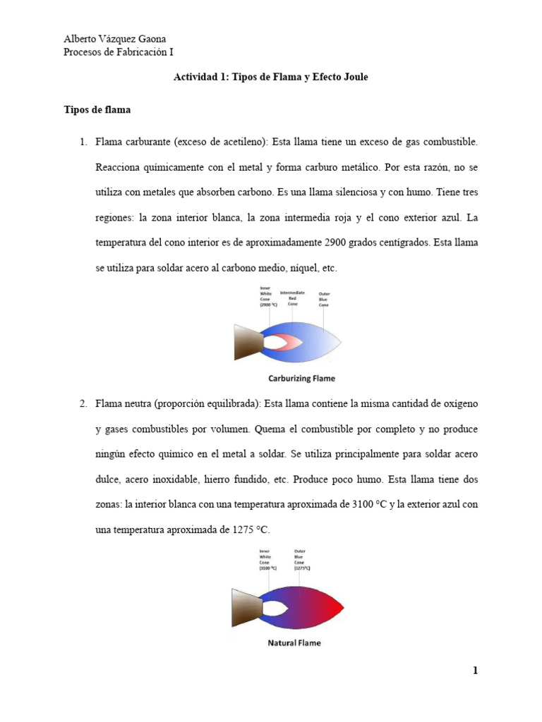 Actividad 1 - Tipos de Flama y Efecto Joule | PDF | Resistencia ...