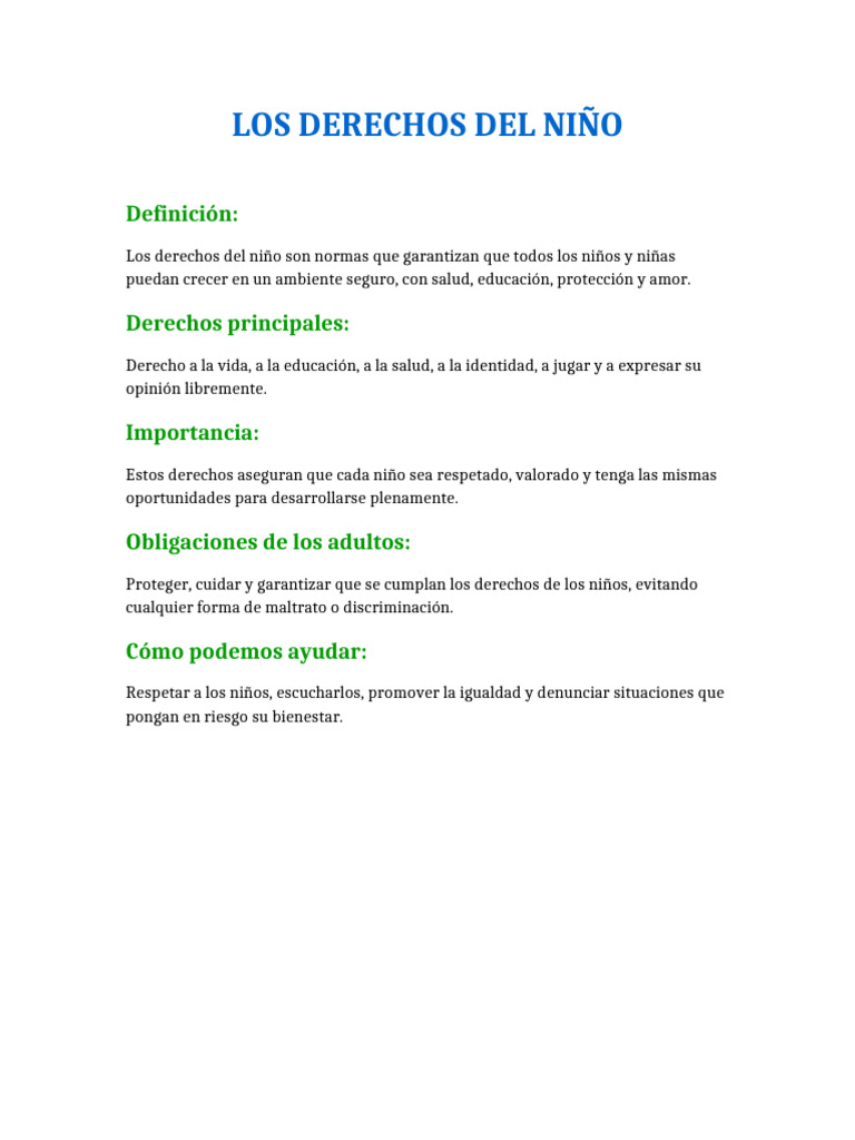Derechos Fundamentales del Niño | PDF