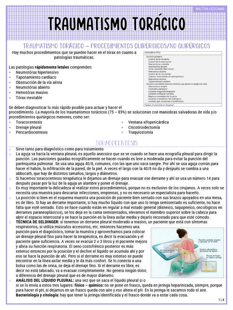 Traumatismo Torácico | PDF | Tórax (anatomía humana) | Medicina CLINICA