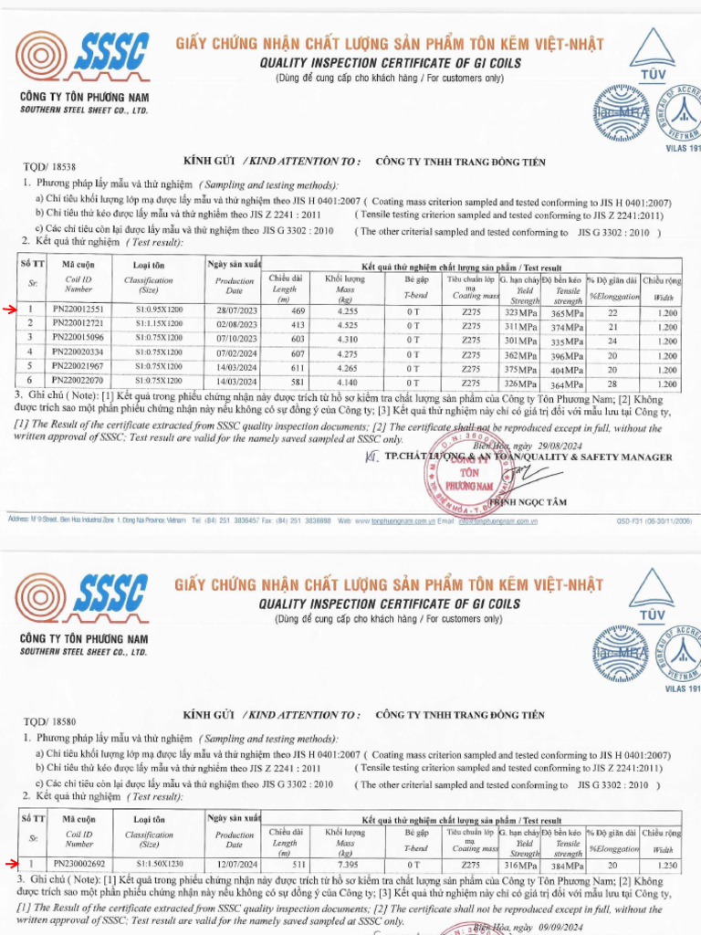 CQ - GI Sheet Z275 Thickness 0.95mm & 1.5mm | PDF