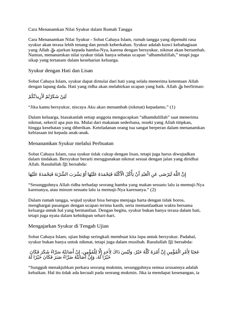 Menanamkan Nilai Syukur dalam Keluarga | PDF