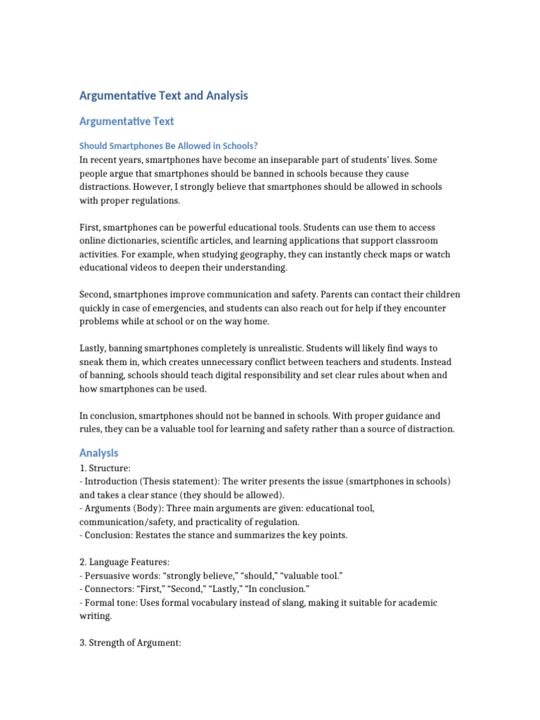 Argumentative Text Analysis | PDF