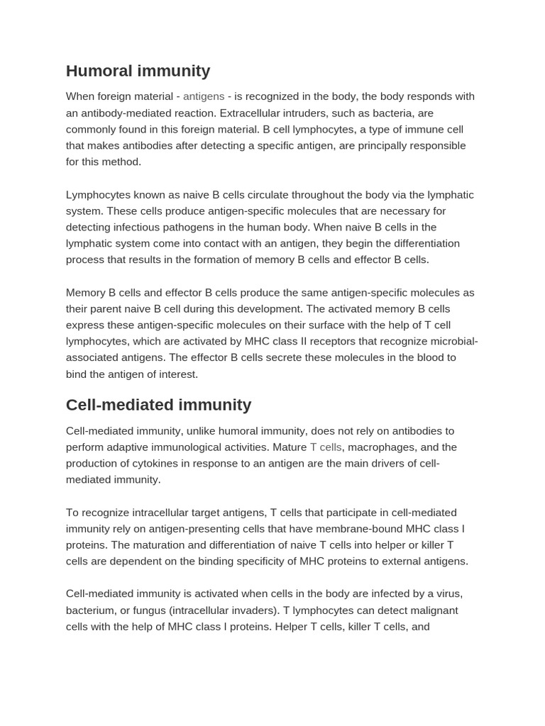 Humoral Immunity Cell Medi and Hyper | PDF | Immune System | T Cell