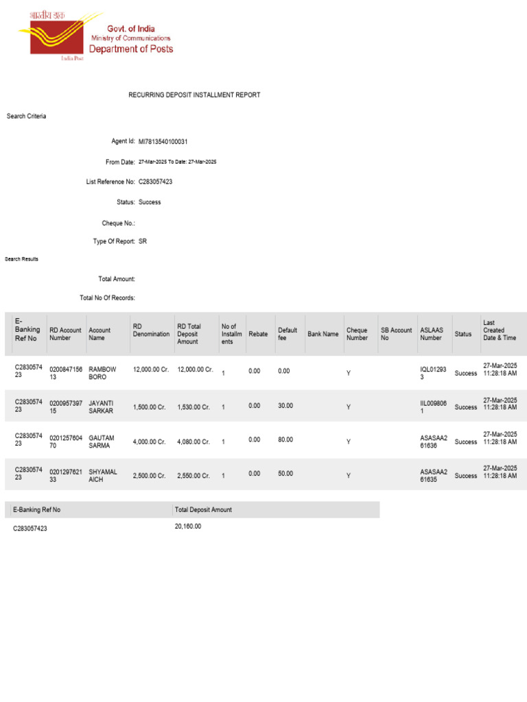 Recurring Deposit Installment Summary | PDF