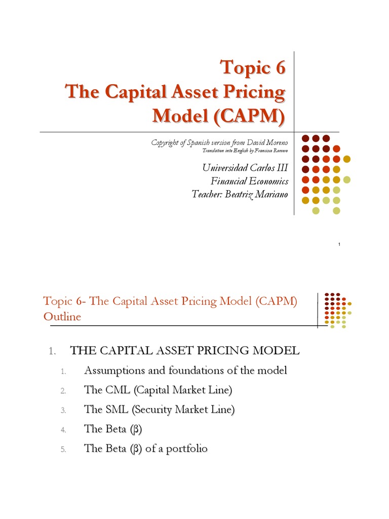 Financial Management - Topic 6 - CAPM | PDF | Capital Asset Pricing ...
