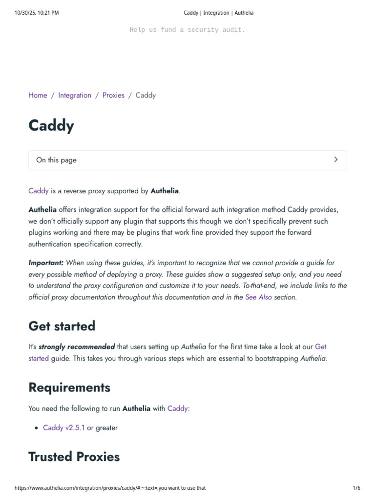 Caddy - Integration - Authelia | PDF | Proxy Server | Http Cookie