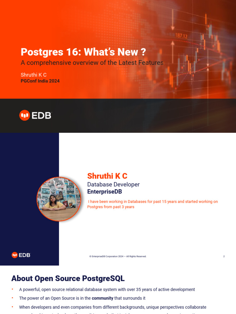 PG16 Overview ShruthiKC EDB | PDF | Postgre Sql | Replication (Computing)