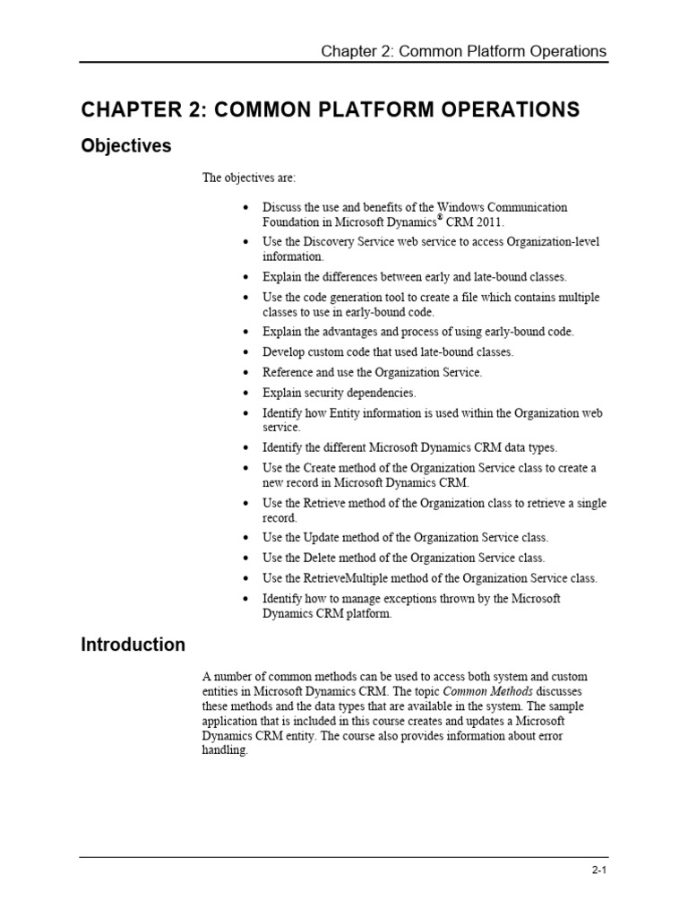 CRM Common Platform Operations | PDF | Class (Computer Programming ...
