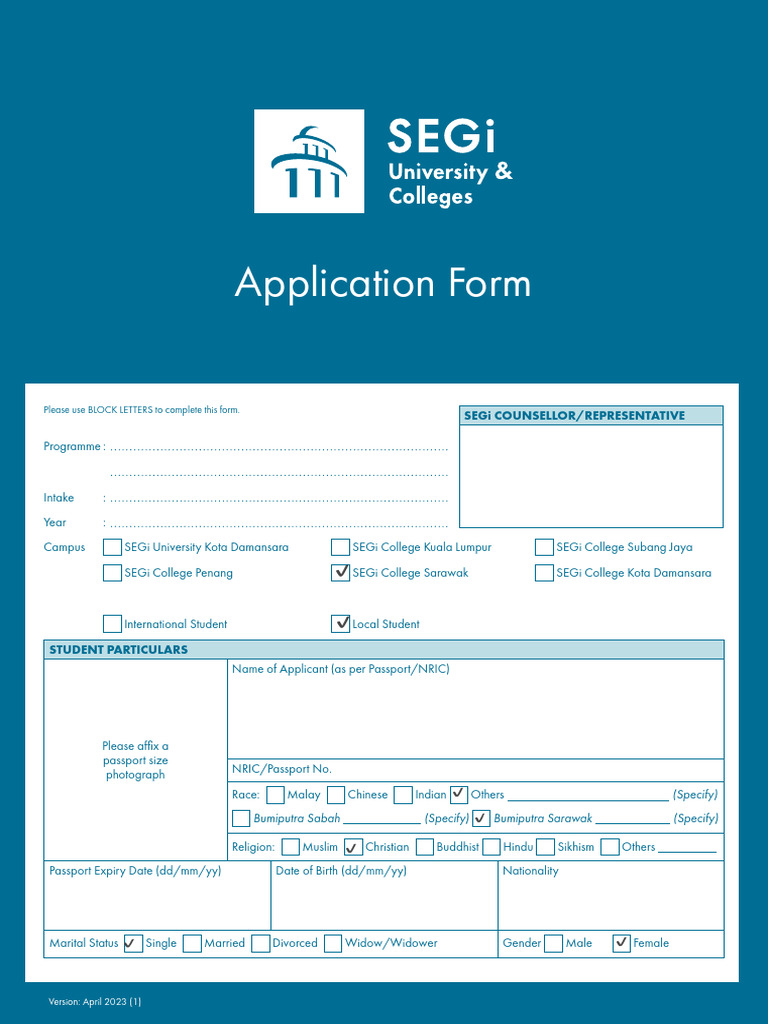 2023 Segi Applicationform Segi 19.04.2023 | PDF