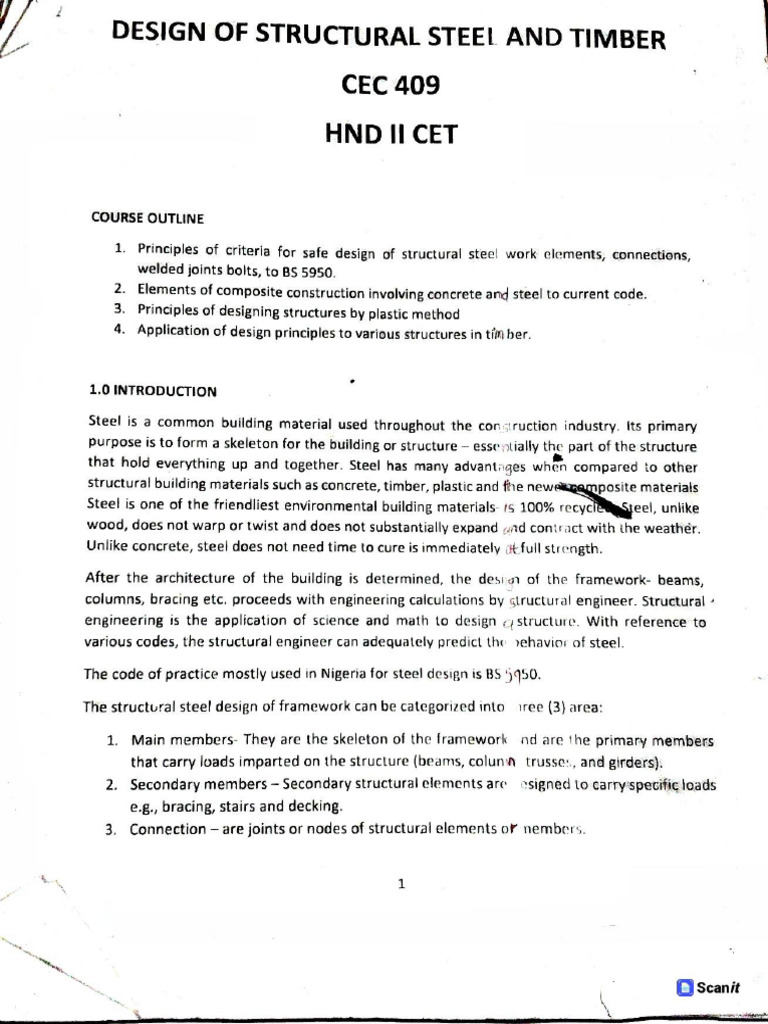 Design of Structural Steel and Timber Cec | PDF