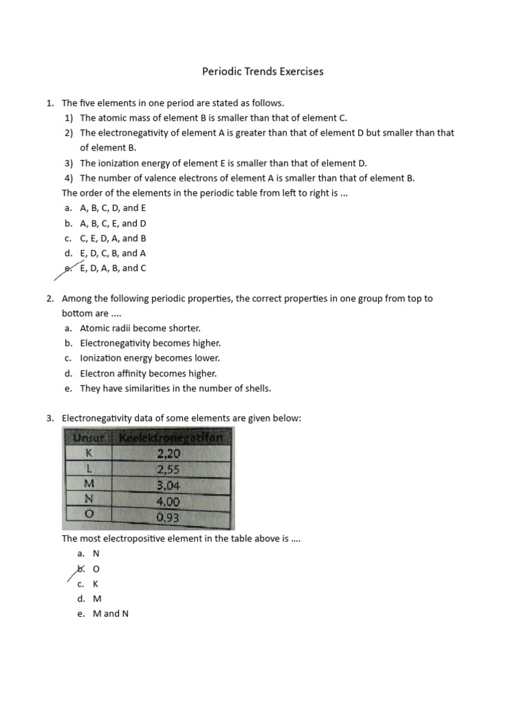 Periodic Trends Exercises | PDF | Atoms | Physical Chemistry